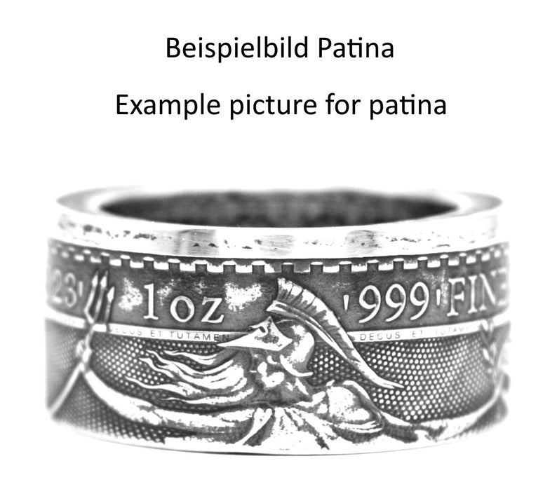 Coin Ring GB 2 Pound Britannia Made of 999/1000 Silver Size 9 - 15 ...