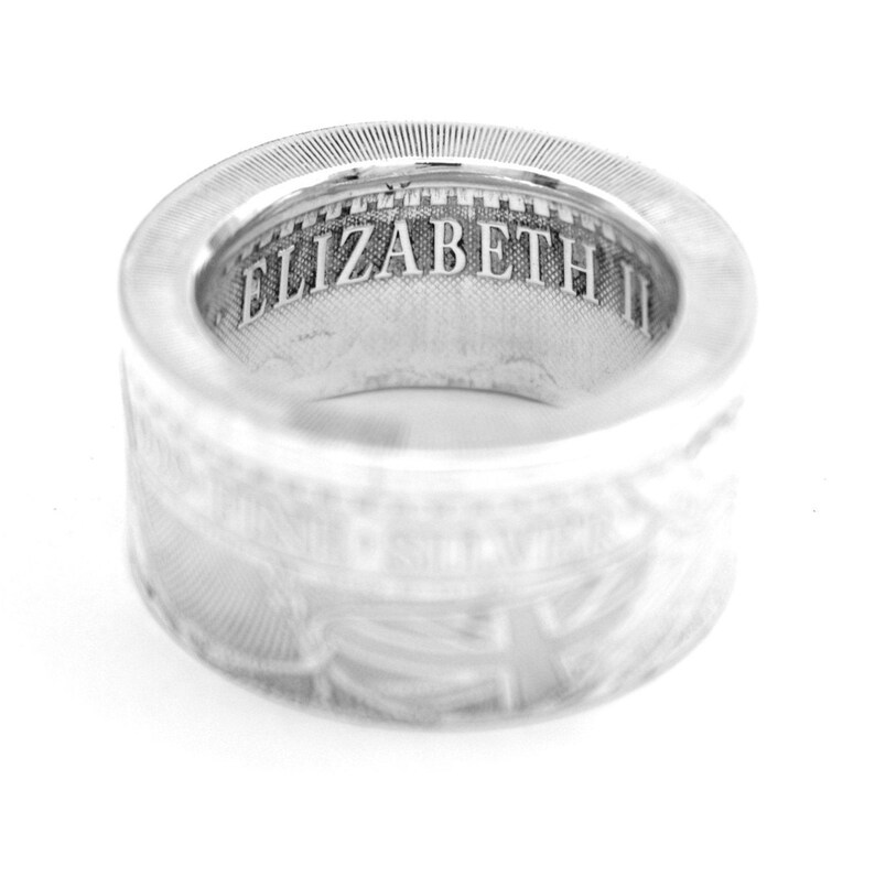 Coin Ring GB 2 Pound Britannia Made of 999/1000 Silver Size 9 - 15 ...