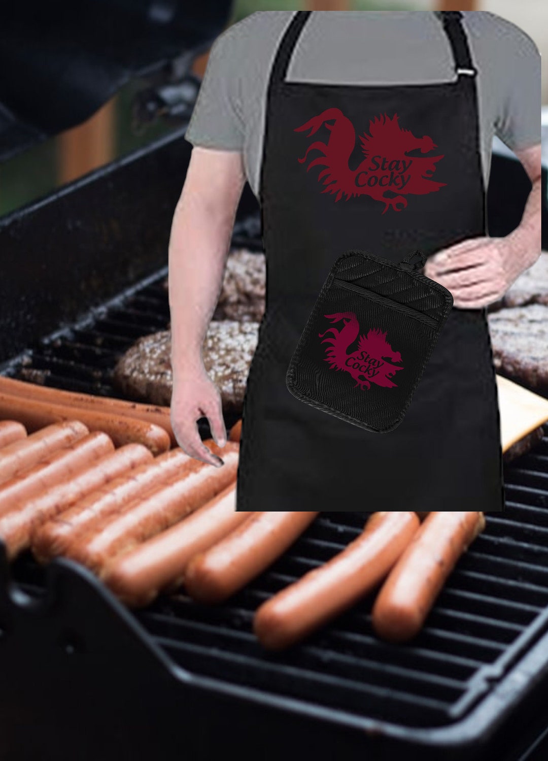 Carolina Gamecocks BBQ Tailgate Apron & Potholder Set - Etsy