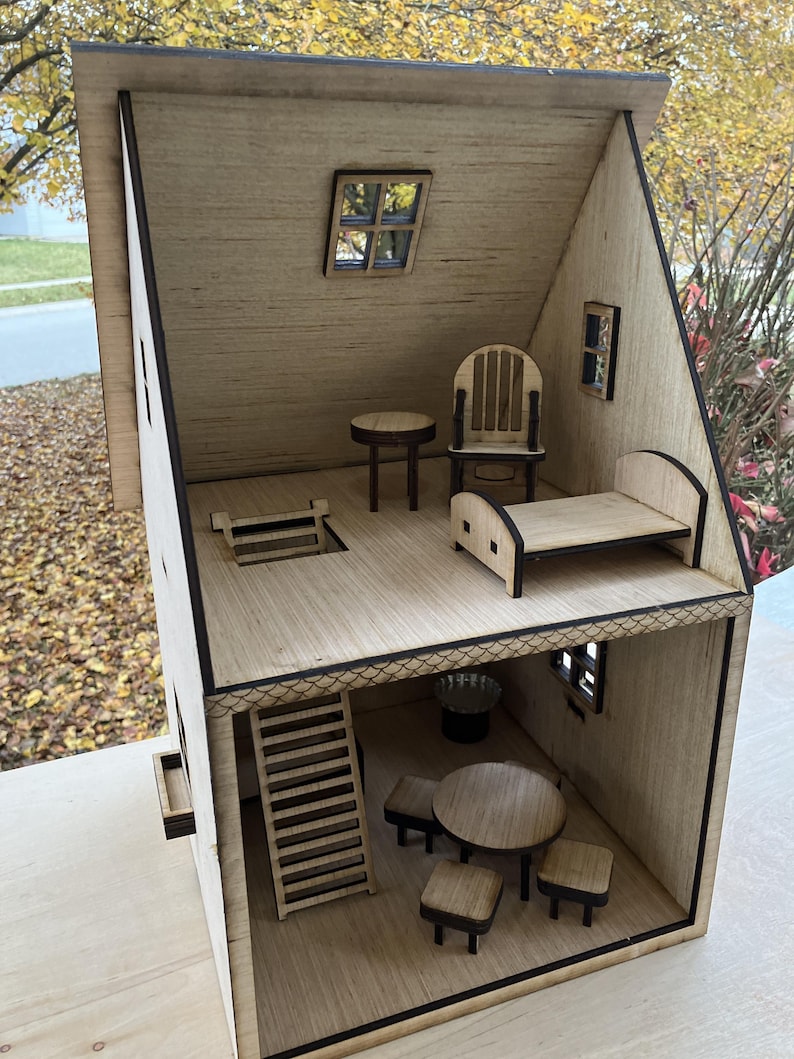 Full Scale Open Doll House With Furniture - Etsy