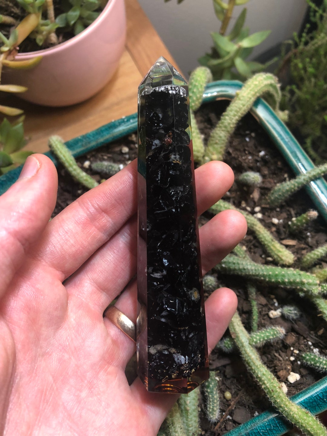 One 4.5” Black Tourmaline Orgone Wand (pointed End) - Etsy
