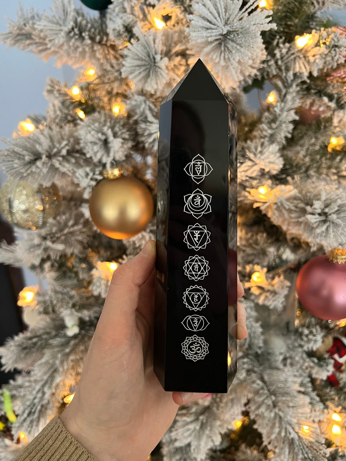 Beautiful XL Obsidian Towers Engraved With Moon Phases or - Etsy