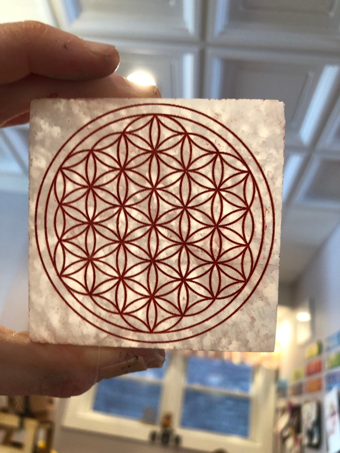Selenite Charging Plate Square, Charge and Cleanse Your Crystals, Grid ...