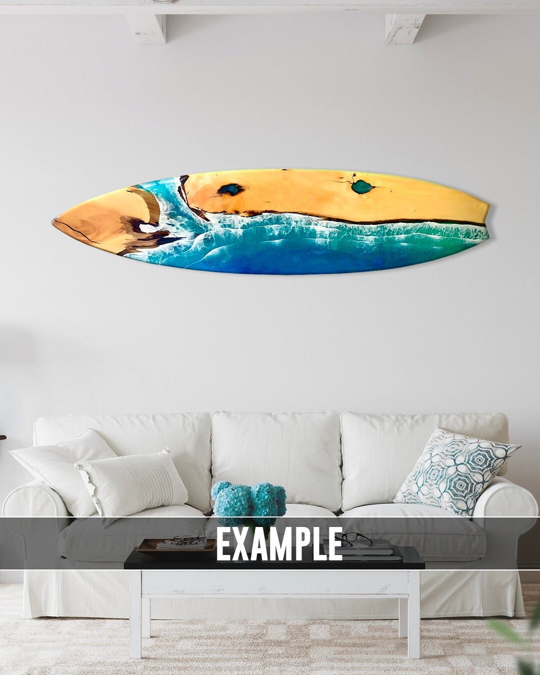 Surfboard Wall Art Surf Wood Resin Epoxy Timber Decor Ocean Coastal ...