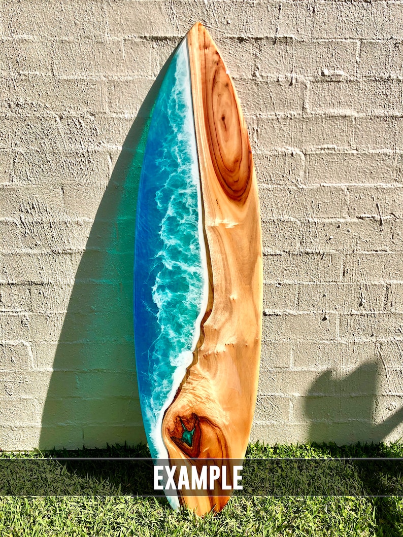 Surfboard Wall Art Wood Epoxy Resin Timber - Coastal Home Decor - Ocean ...
