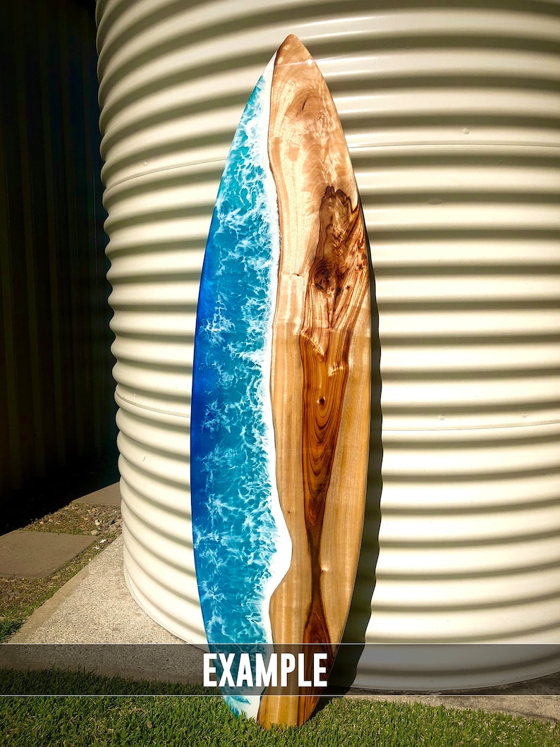 Custom Surfboard Wall Art: Wood & Epoxy Resin Ocean Waves - Etsy