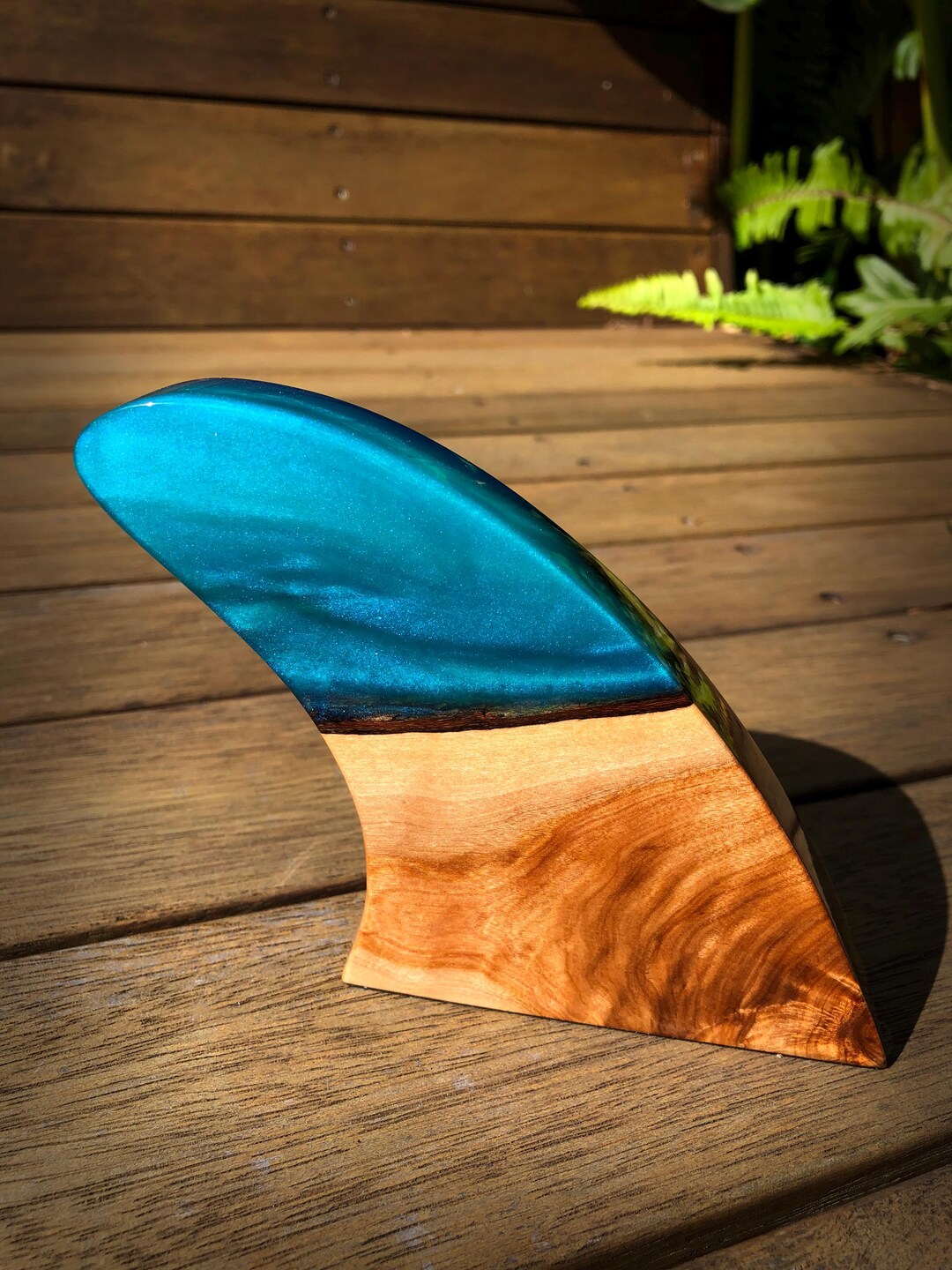 Surfboard Fin Art Wood Epoxy Resin Timber - Coastal Home Decor - Ocean ...