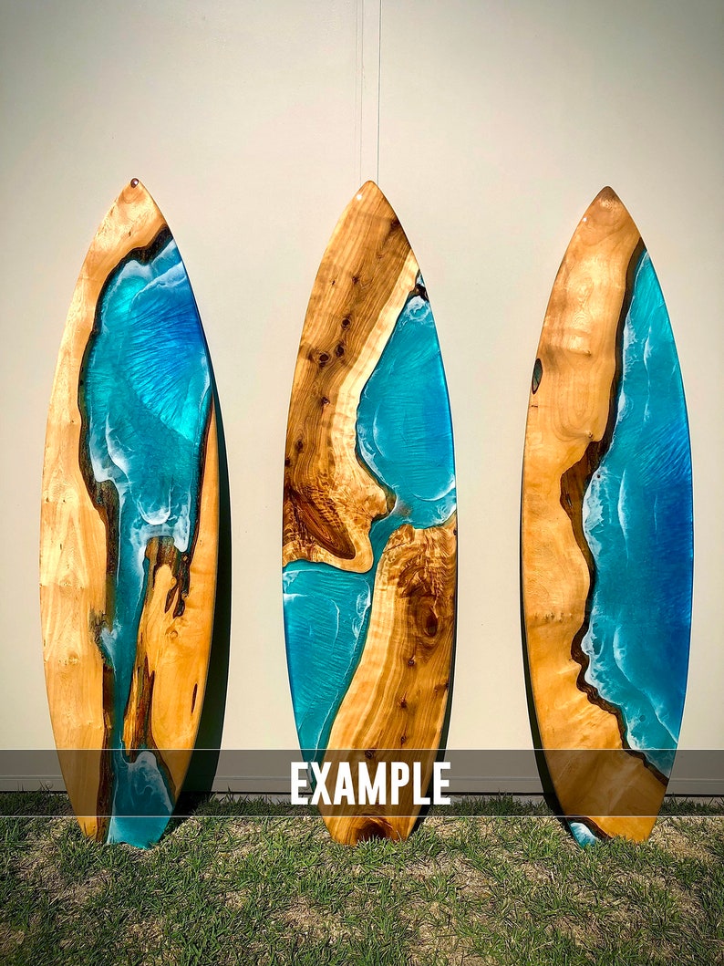 Surfboard Wall Art Wood Epoxy Resin Timber - Coastal Home Decor - Ocean ...