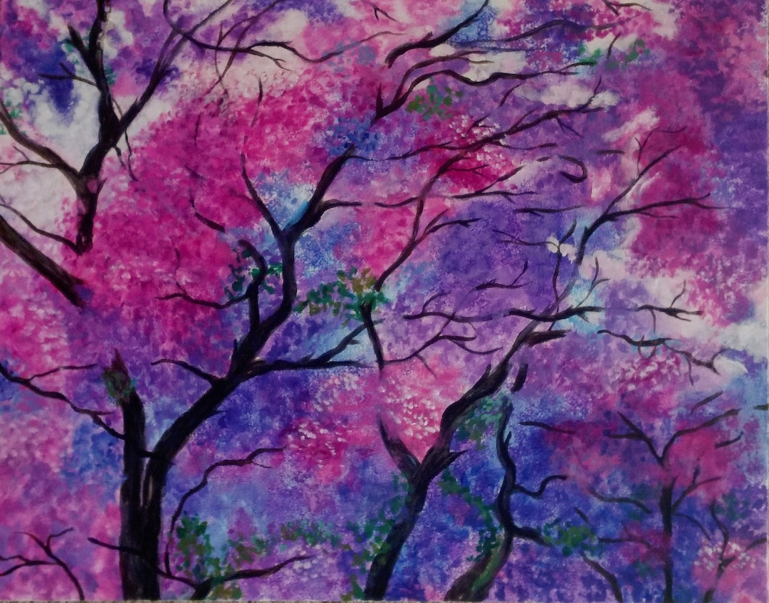 Purple Tree Acrylic Painting, Purple, Pink Tree Art, Pink and Purple ...