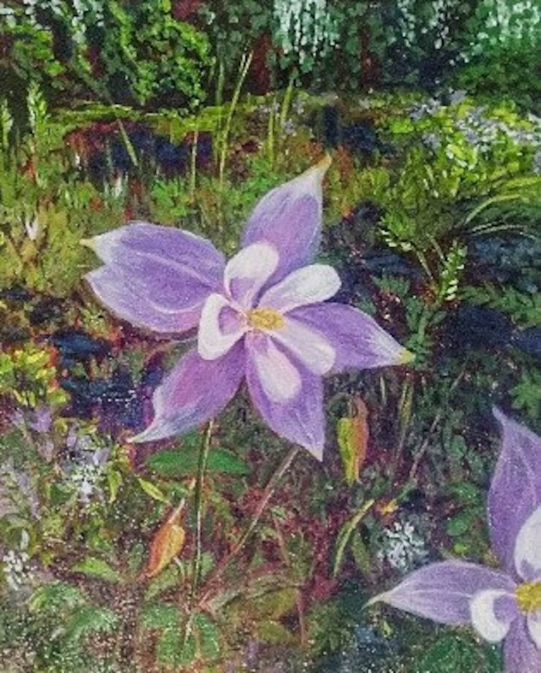 Columbine Painting Digital File, Purple Columbine, Acrylic Columbine ...