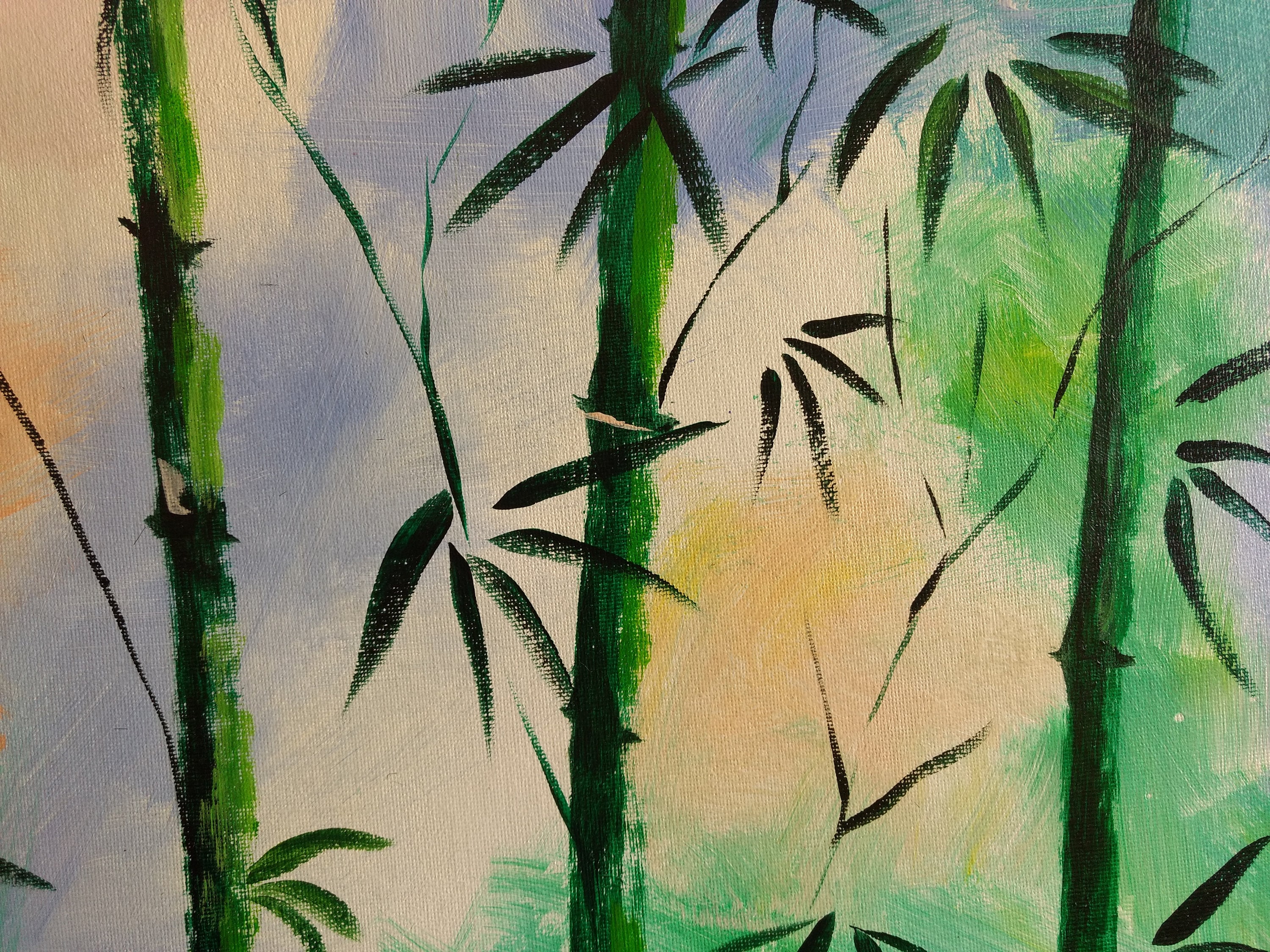 Lively Bamboo Forest, Bambo Painting, Colorful Bambo Art, Art for Kids ...
