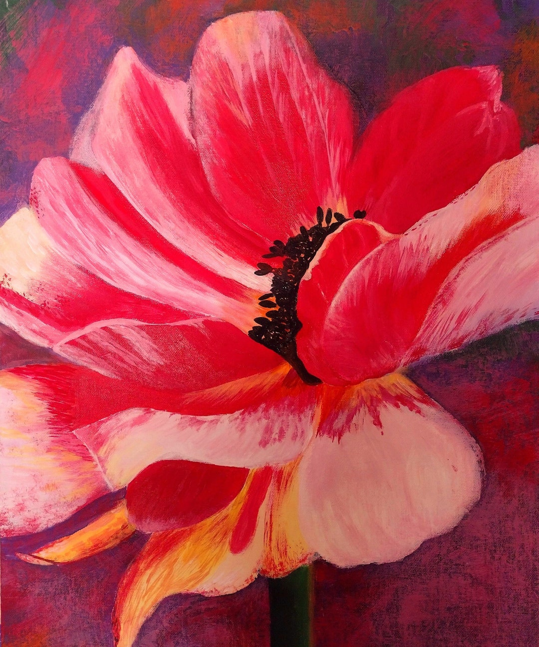 Red Poppy Digital File, Red Floral Digital Print, Fine Art Painting ...