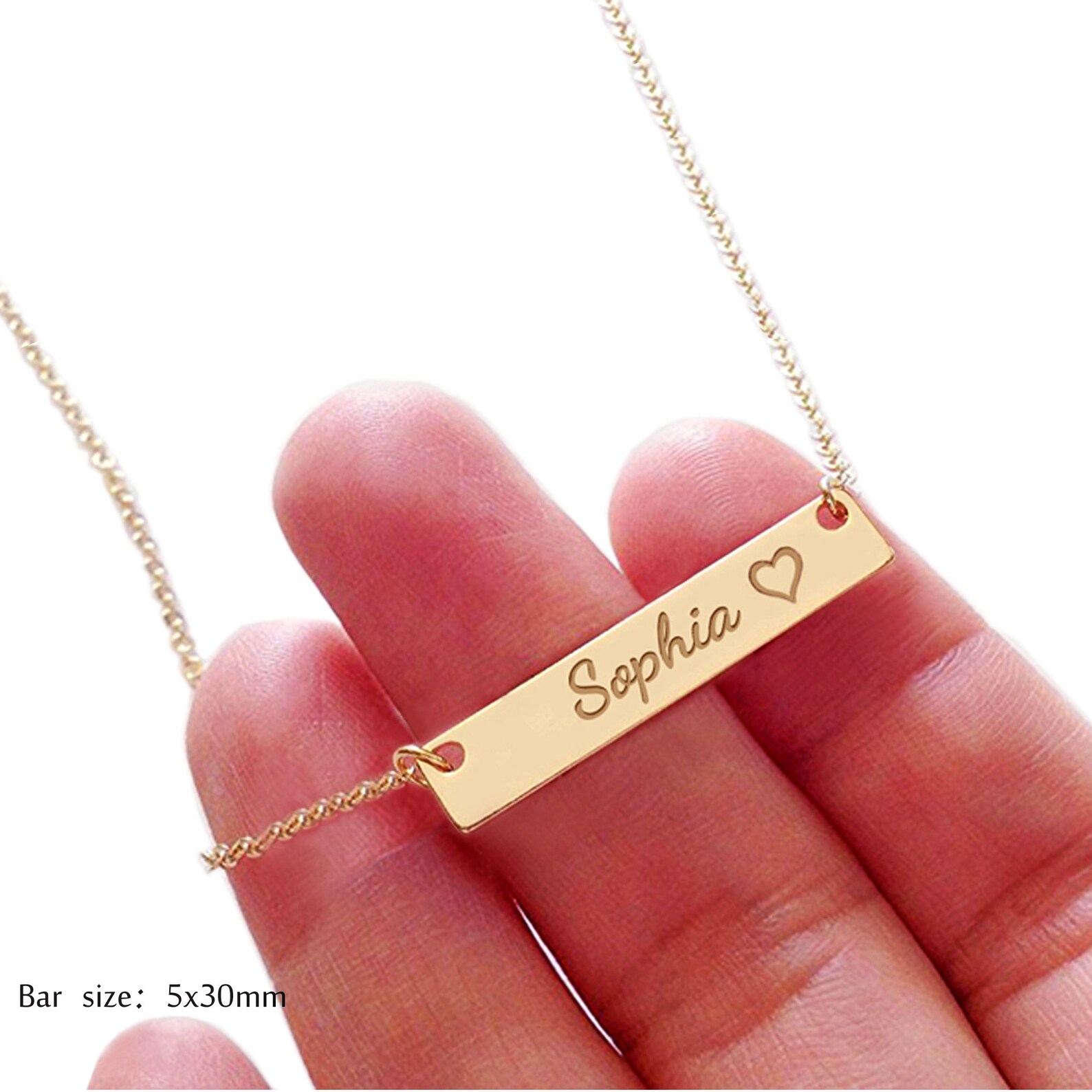 Personalized Gold Bar Necklace Custom Name Dates Roman | Etsy