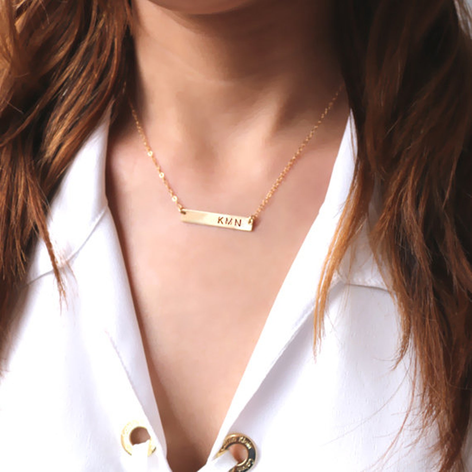 Personalized Gold Bar Necklace Custom Name Dates Roman | Etsy