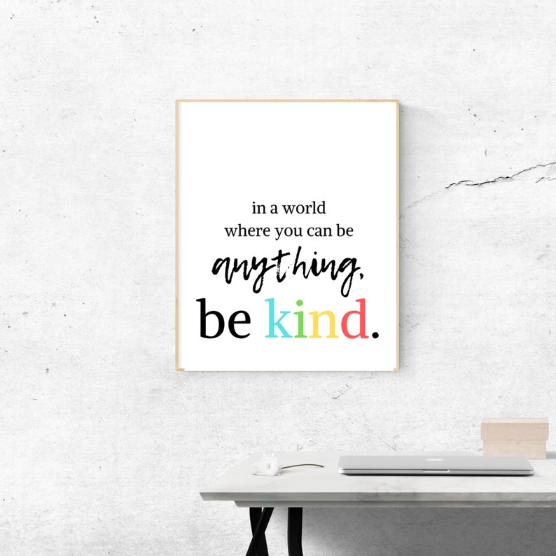 Be Kind Typography Digital Art Print Minimalist Inspirational Quote ...