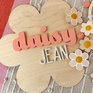 Custom Wooden Daisy Name Sign: Vintage Nursery Decor - Etsy
