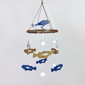 Fishing Nursery Crib Mobile: Wood Bass, Hooks, Nautical Decor - Etsy