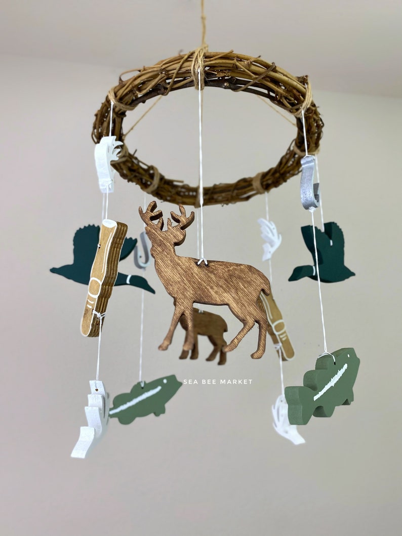 Hunting and Bass Fishing Crib Mobile for Woodland Camping - Etsy