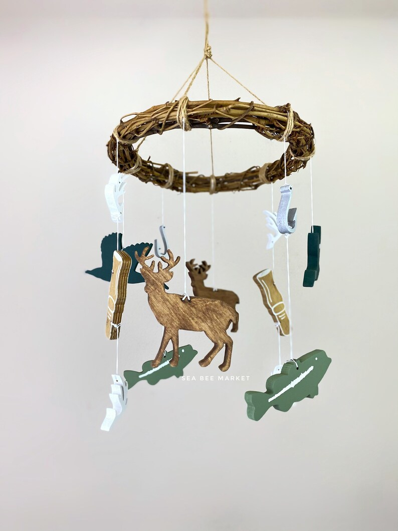 Hunting and Bass Fishing Crib Mobile for Woodland Camping - Etsy