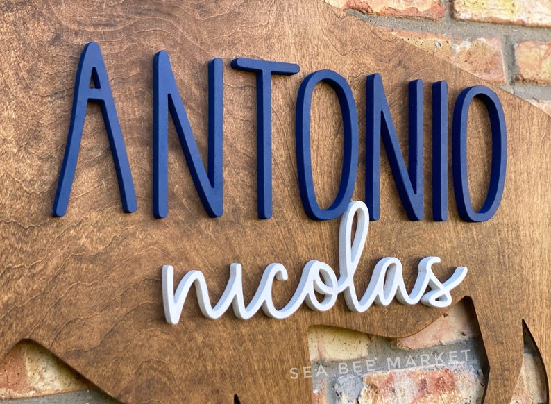 Buffalo / Bison First and Middle Name Sign Wooden 3D Name - Etsy