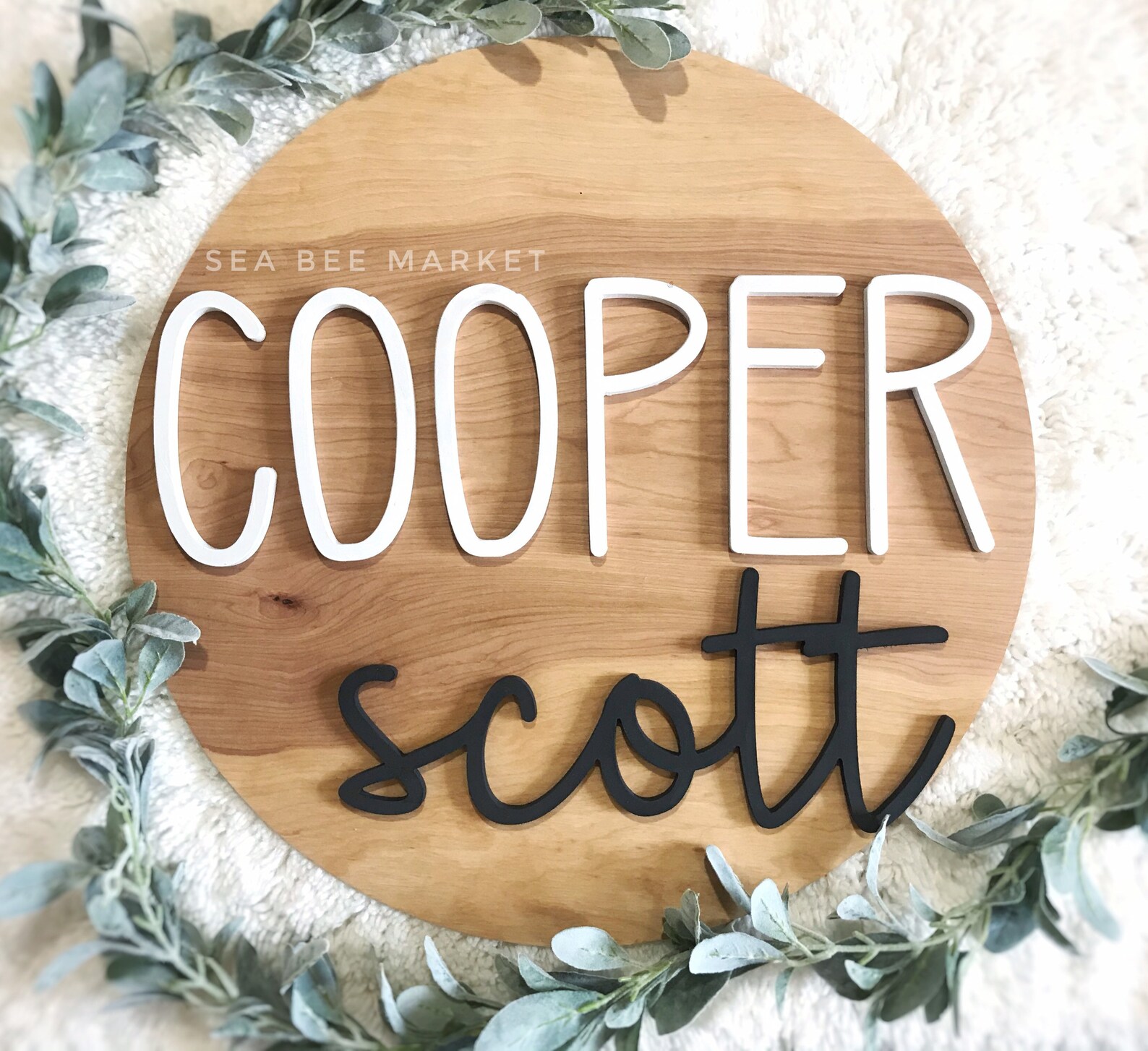 24 Custom 3D Round Name Sign Circle Baby Name Sign for Over - Etsy