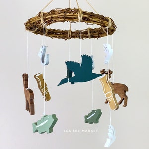 Hunting and Bass Fishing Crib Mobile for Woodland, Camping, Rustic ...