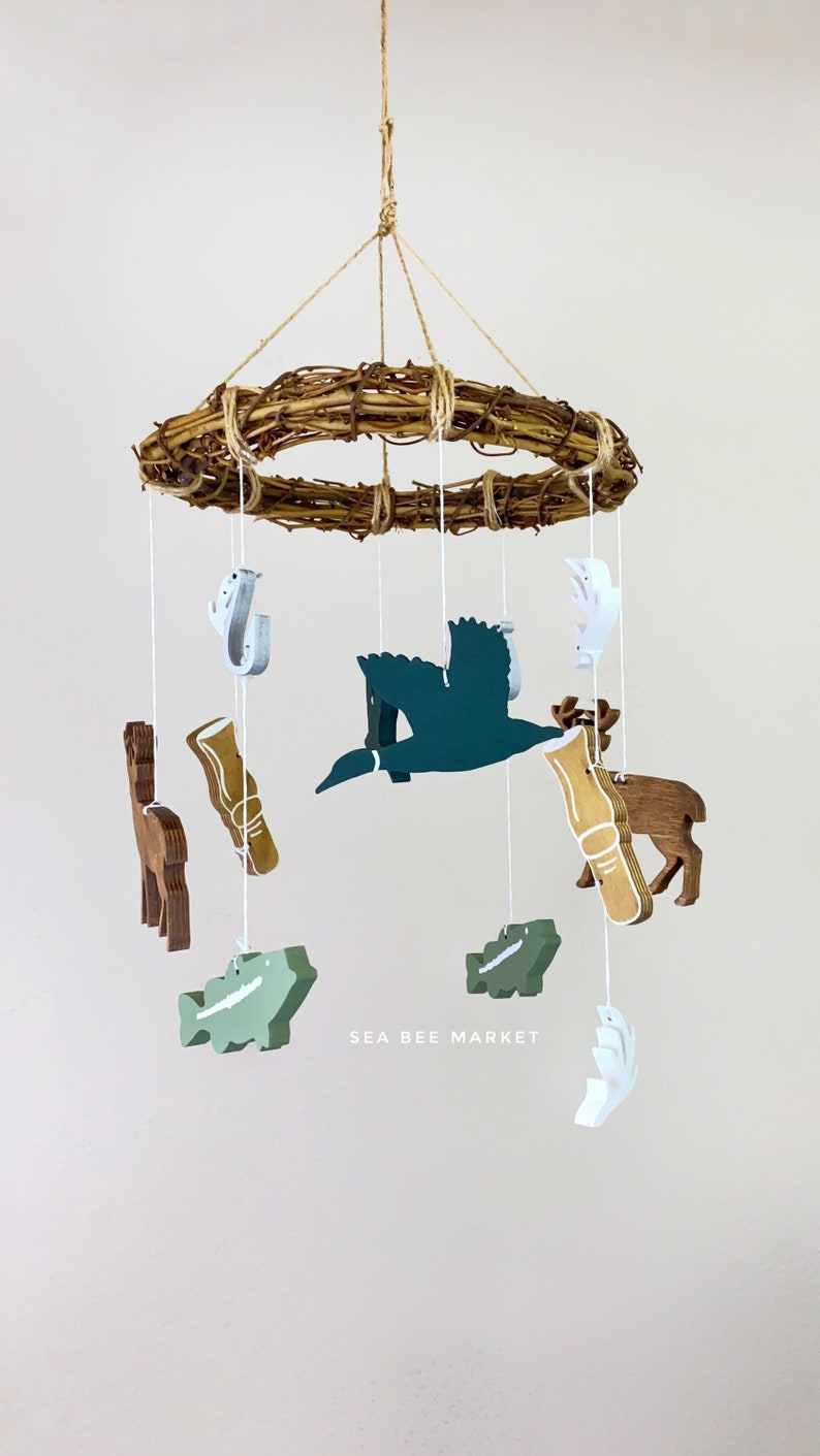 Hunting and Bass Fishing Crib Mobile for Woodland Camping - Etsy