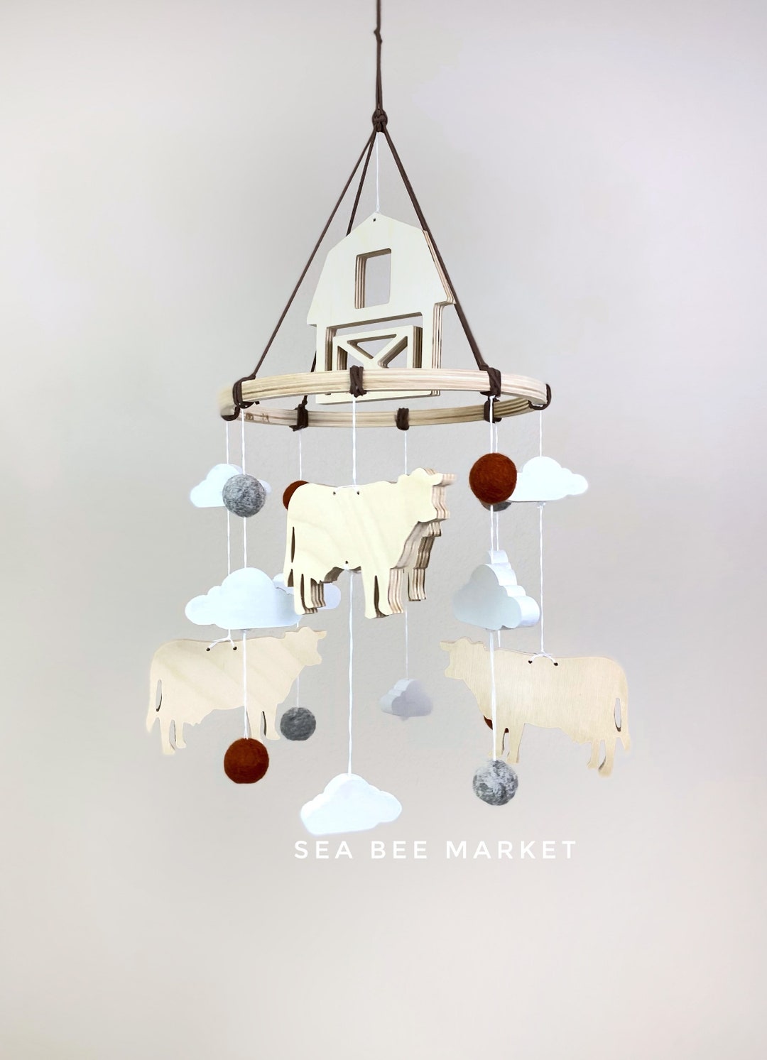 Barnyard Cattle Ranch Crib Mobile - for Farm Animals, Cows, Farmers ...