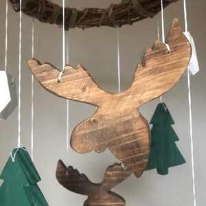 Woodland Nursery Crib Mobile With Moose, Pine Trees, and Chevron ...