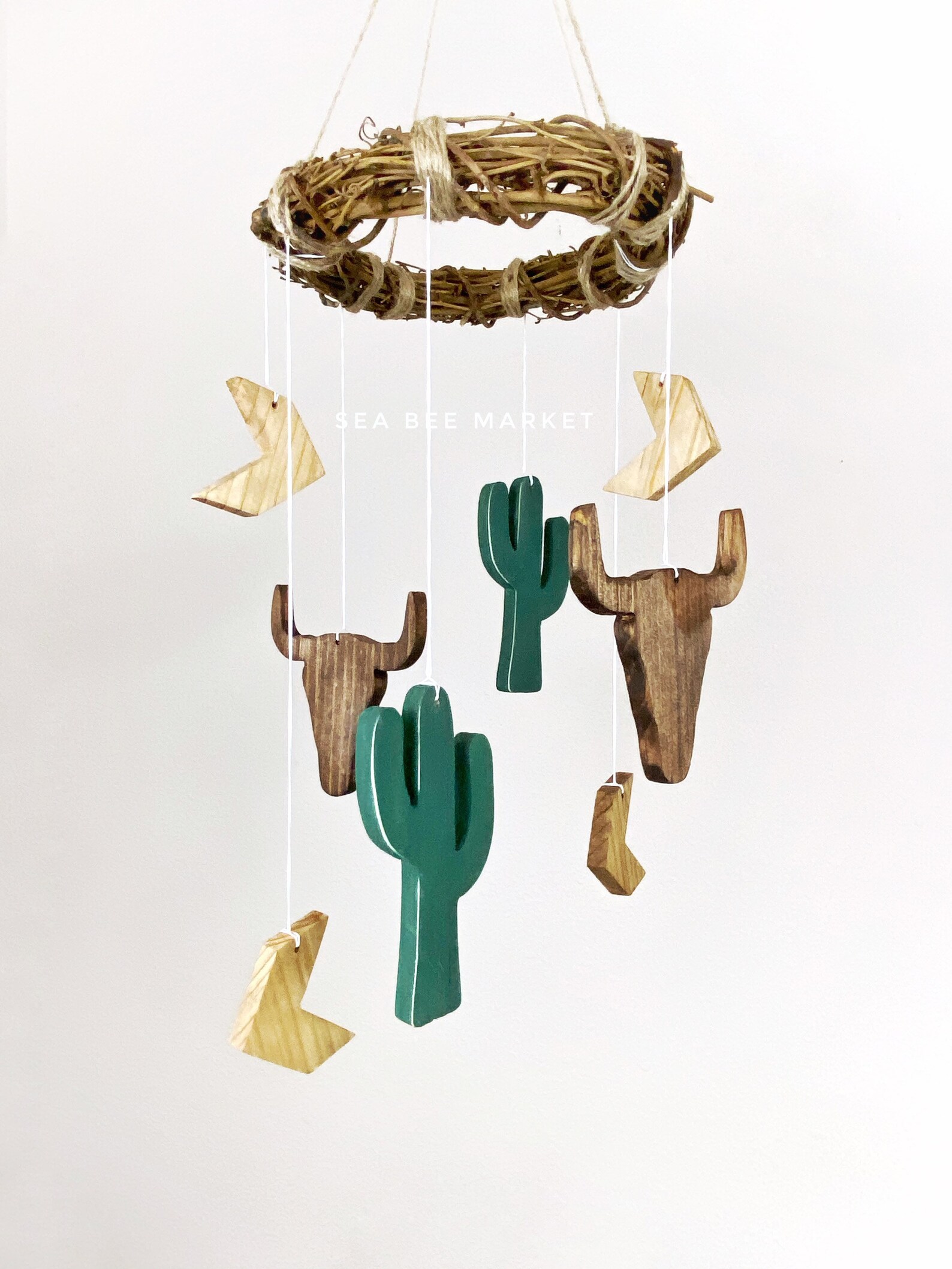 Cactus Buffalo/cattle Skulls Wooden Crib Mobile for - Etsy