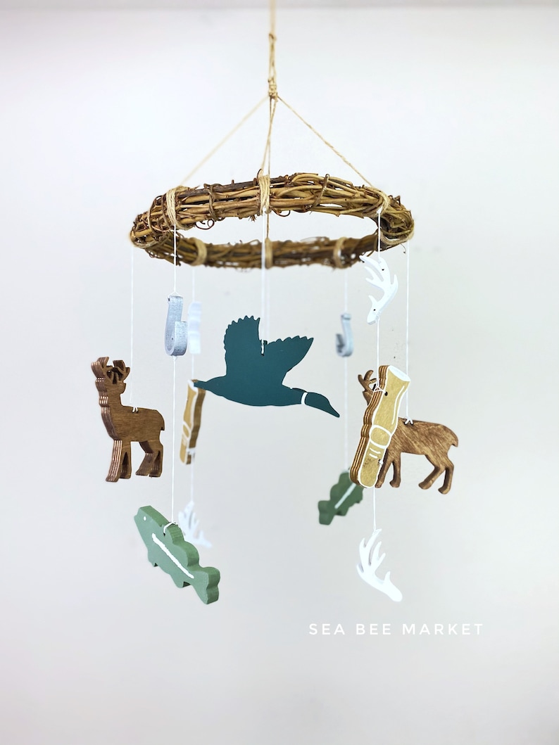 Hunting and Bass Fishing Crib Mobile for Woodland Camping - Etsy