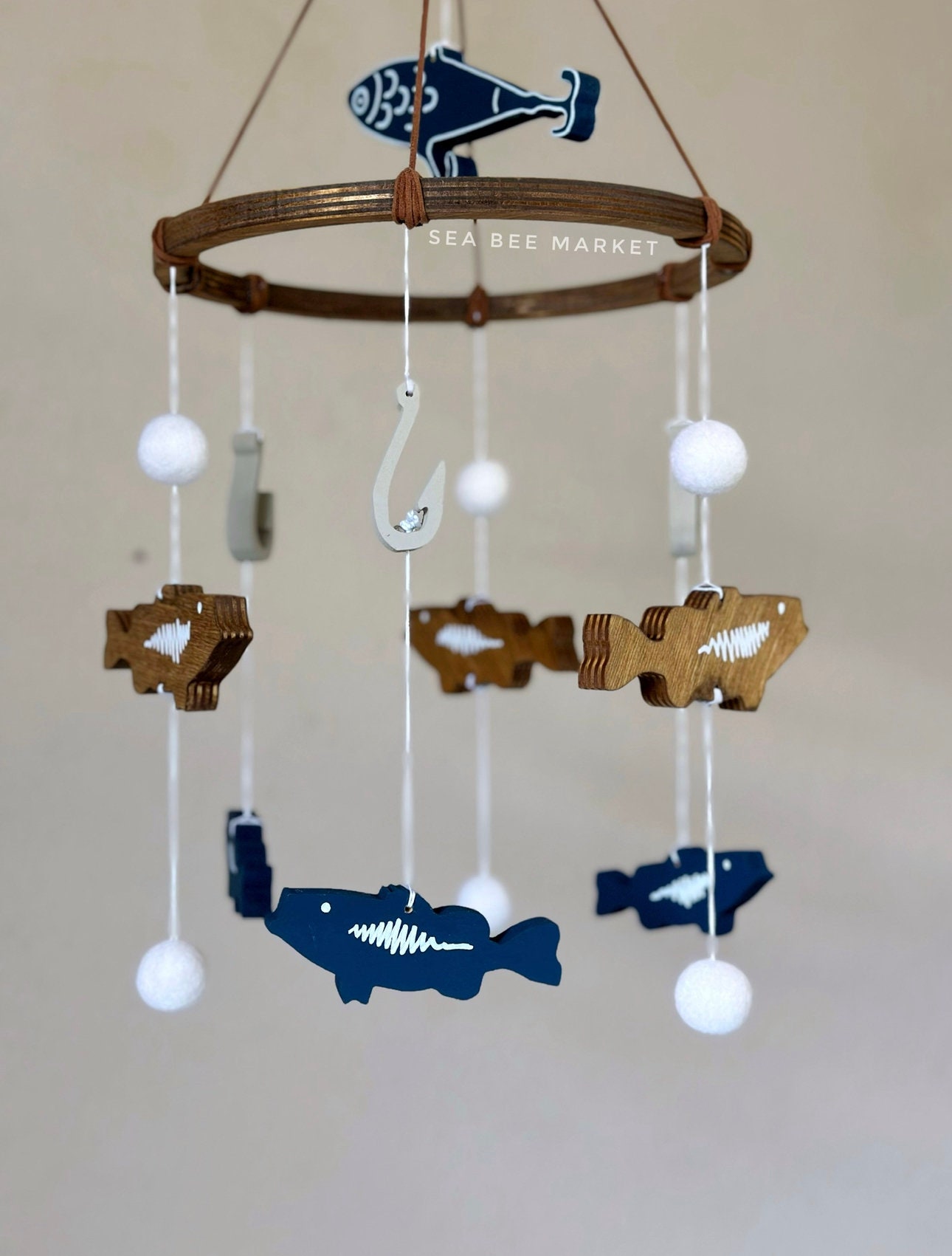 Fishing Nursery Crib Mobile: Wood Bass, Hooks, Nautical Decor - Etsy