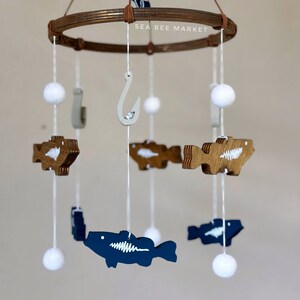 Fishing Nursery Crib Mobile: Wood Bass, Hooks, Nautical Decor - Etsy