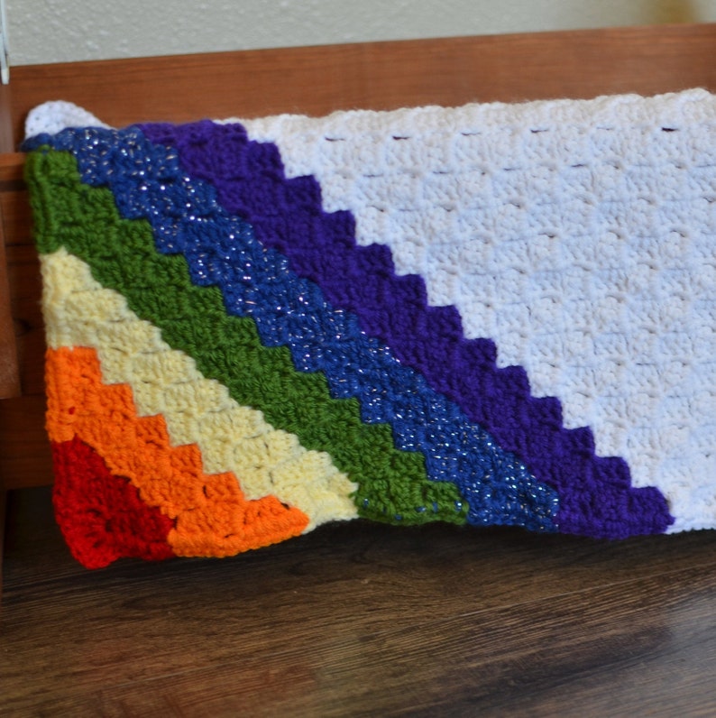 Rainbow C2C Crochet Baby Blanket (PATTERN ONLY) - Etsy