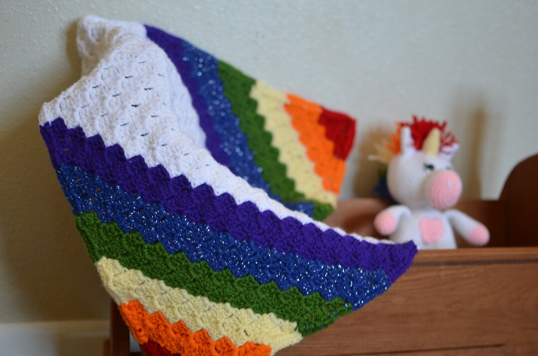 Rainbow C2C Crochet Baby Blanket (PATTERN ONLY) - Etsy