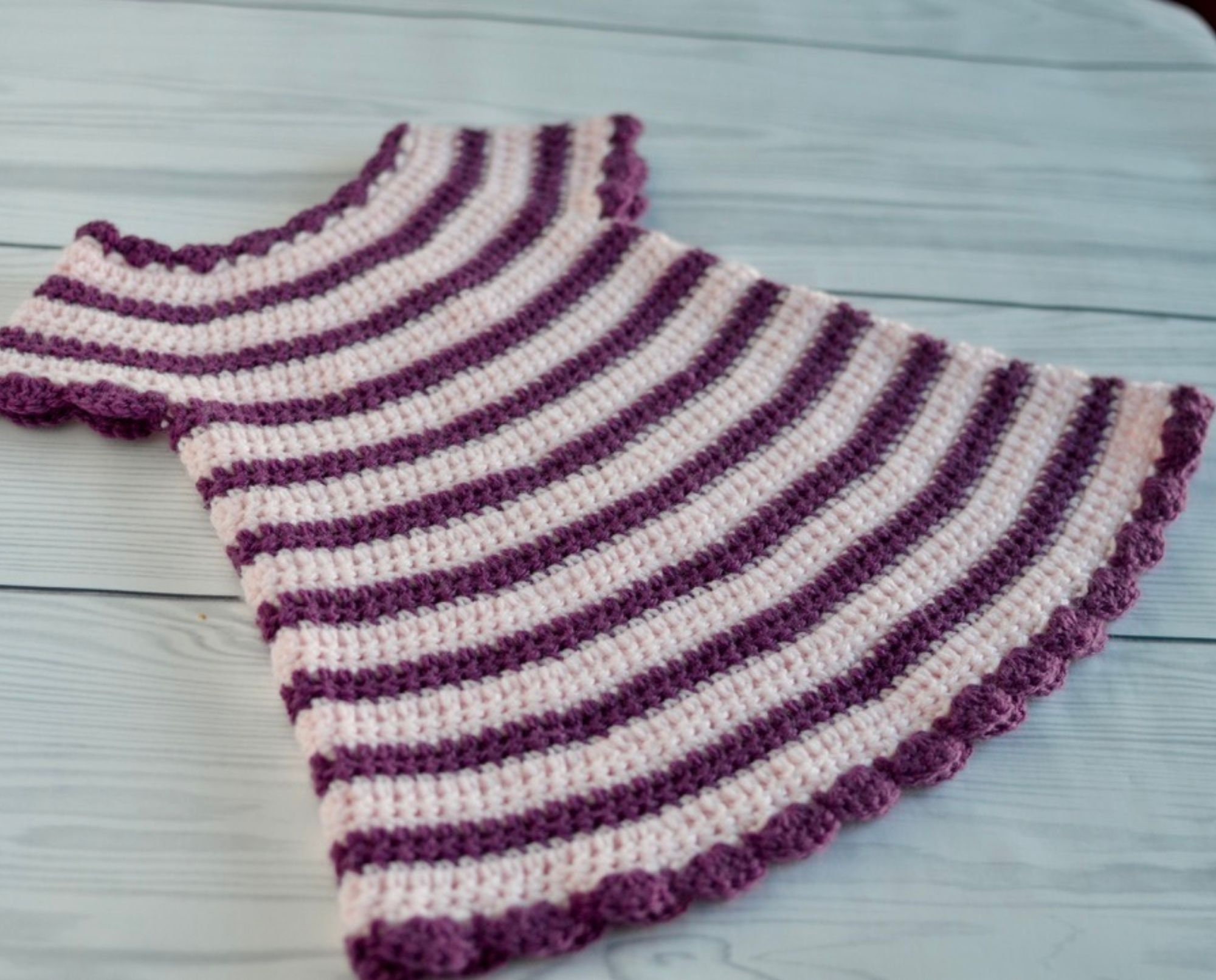 Striped Spring Baby Dress Crochet Pattern PATTERN ONLY Ballet Neck ...