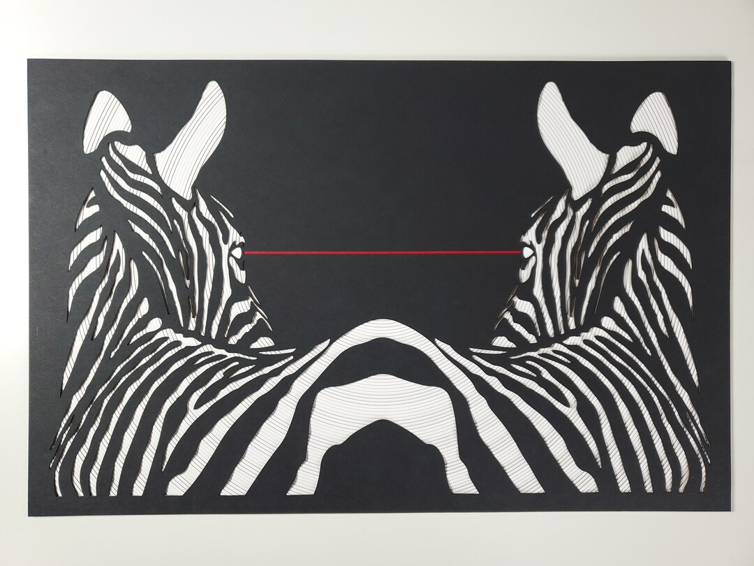 Double Zebra With White Rippling 6-layer Papercut Sculpture Panel 11 ...
