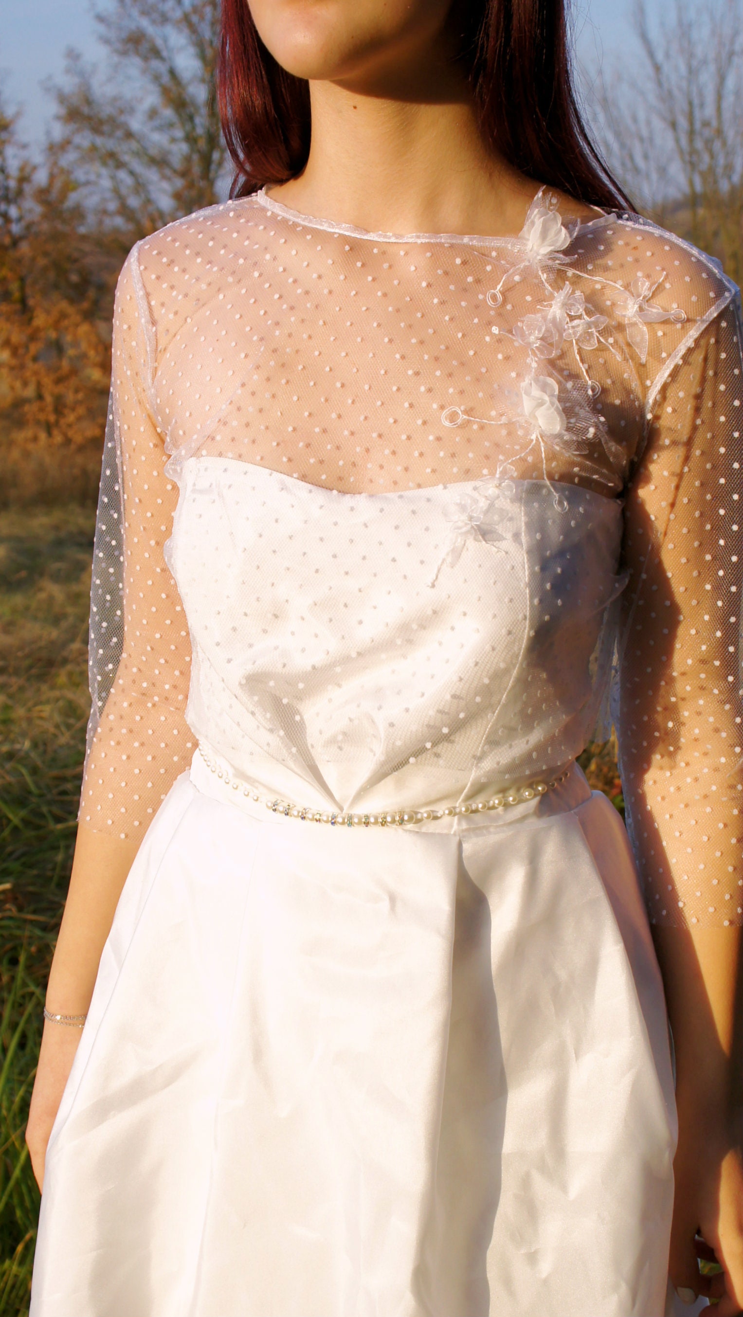 Polka Dot Tulle Top, Bridal Separates, Cristal Tulle, Sheer Bridal ...
