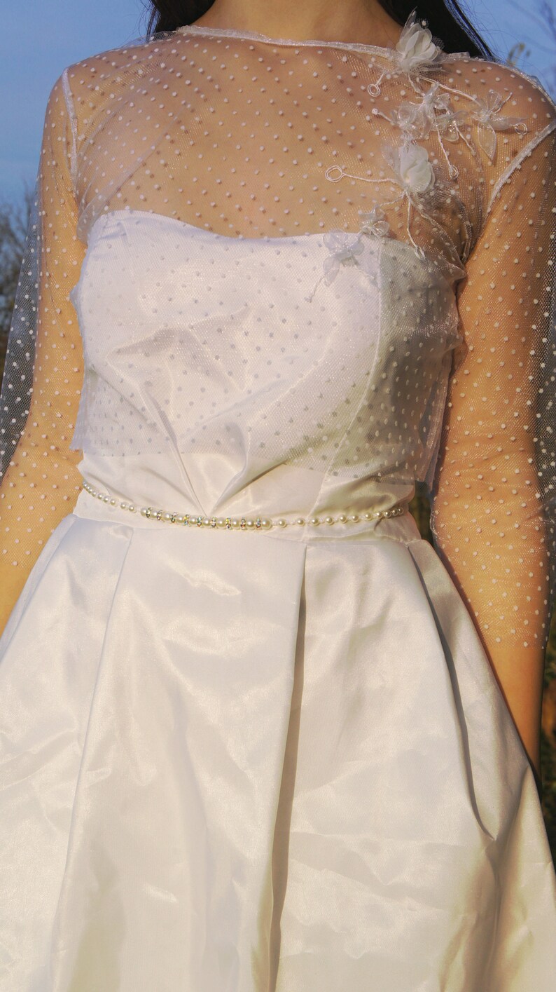 Polka dot tulle top Bridal separates Cristal tulle Sheer | Etsy