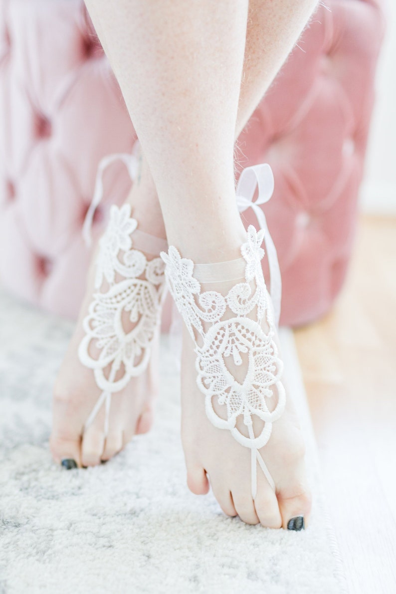 Lace Barefoot Sandals, Foot Jewelry, Boho Footless Sandal, Beach ...