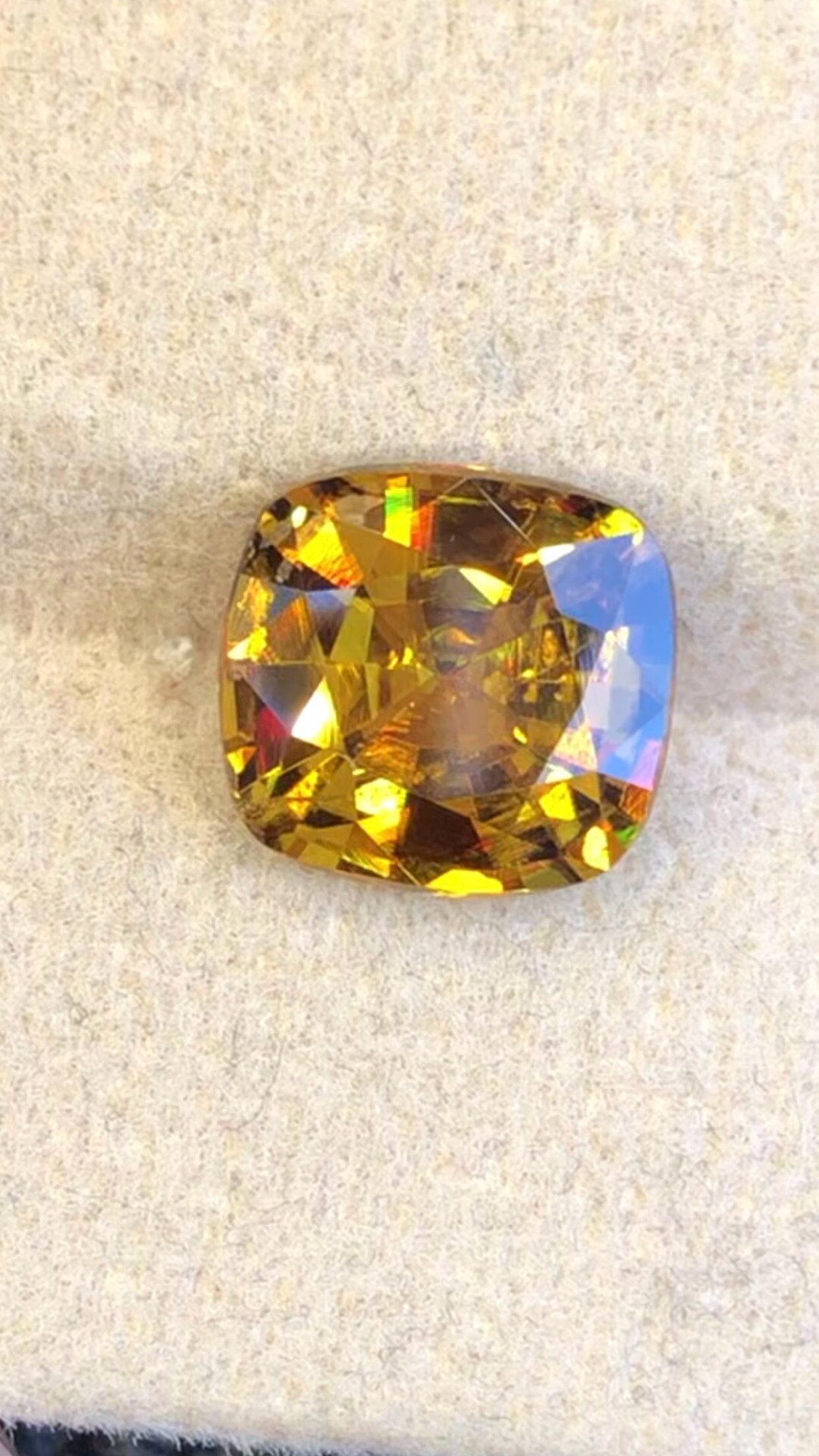 Full Fire Sphene Titanite Gemstone With Strong Trichroism, Cushion ...