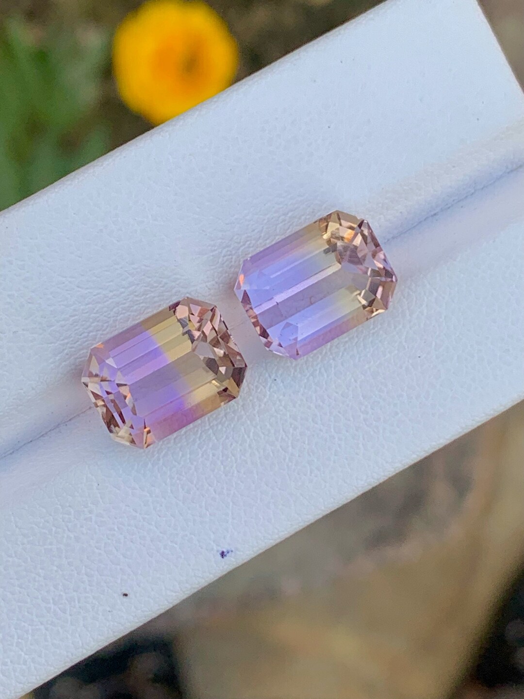 Loose Ametrine Stone Pair for Jewelry Faceted Ametrine Bi Color ...