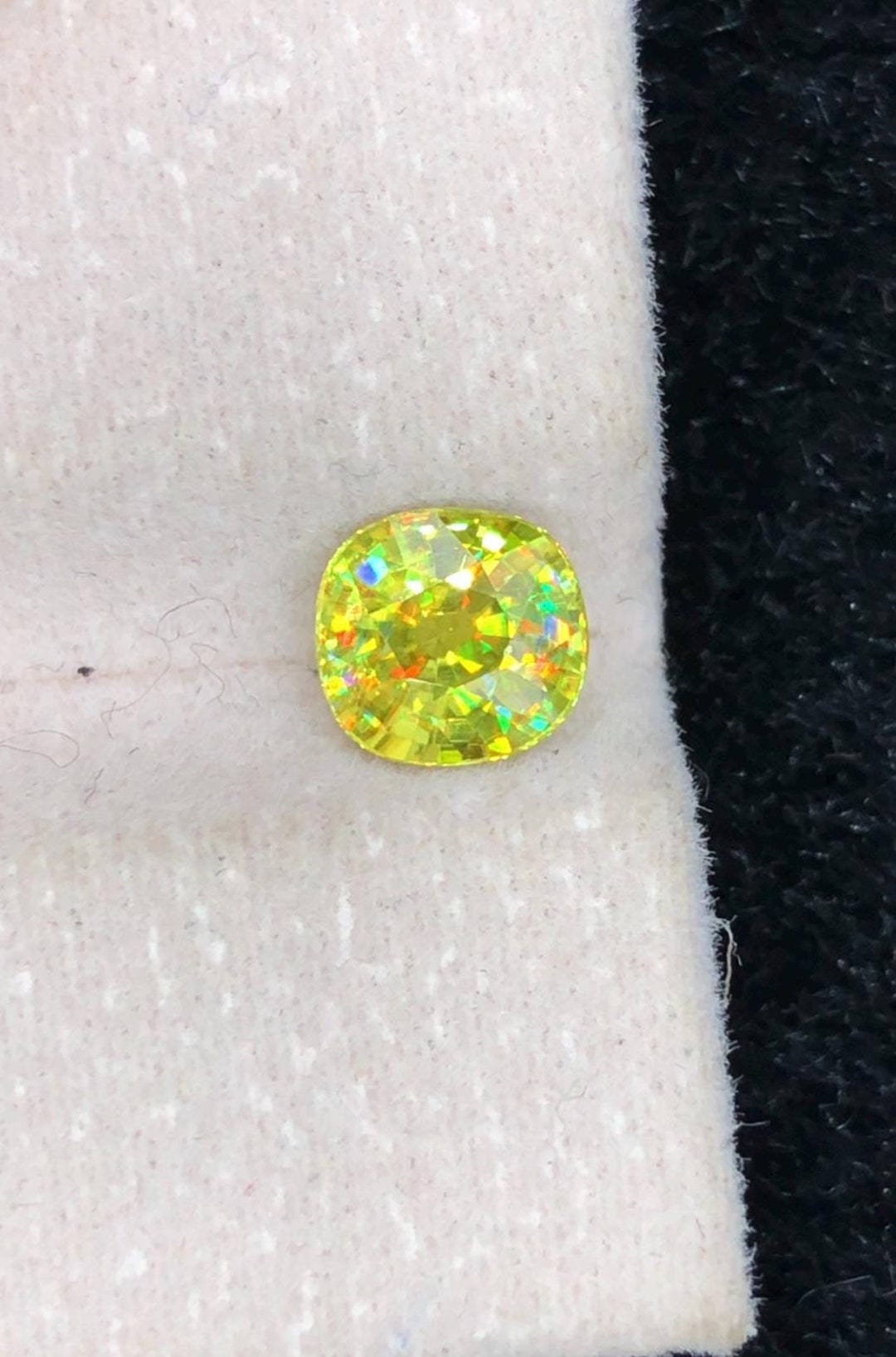 Full Fire Sphene Titanite Gemstone With Strong Trichroism, Cushion Cut ...