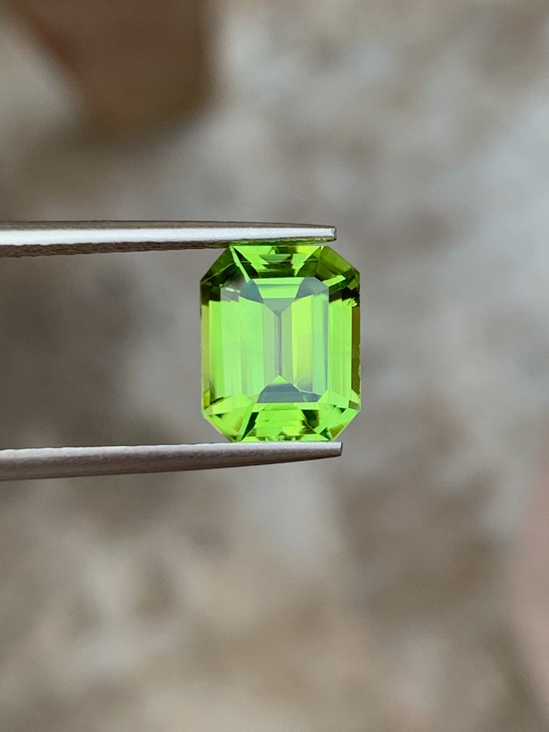 Olivine Peridot Gemstone Ring Making Emerald Cut Peridot Loose Gemstone ...