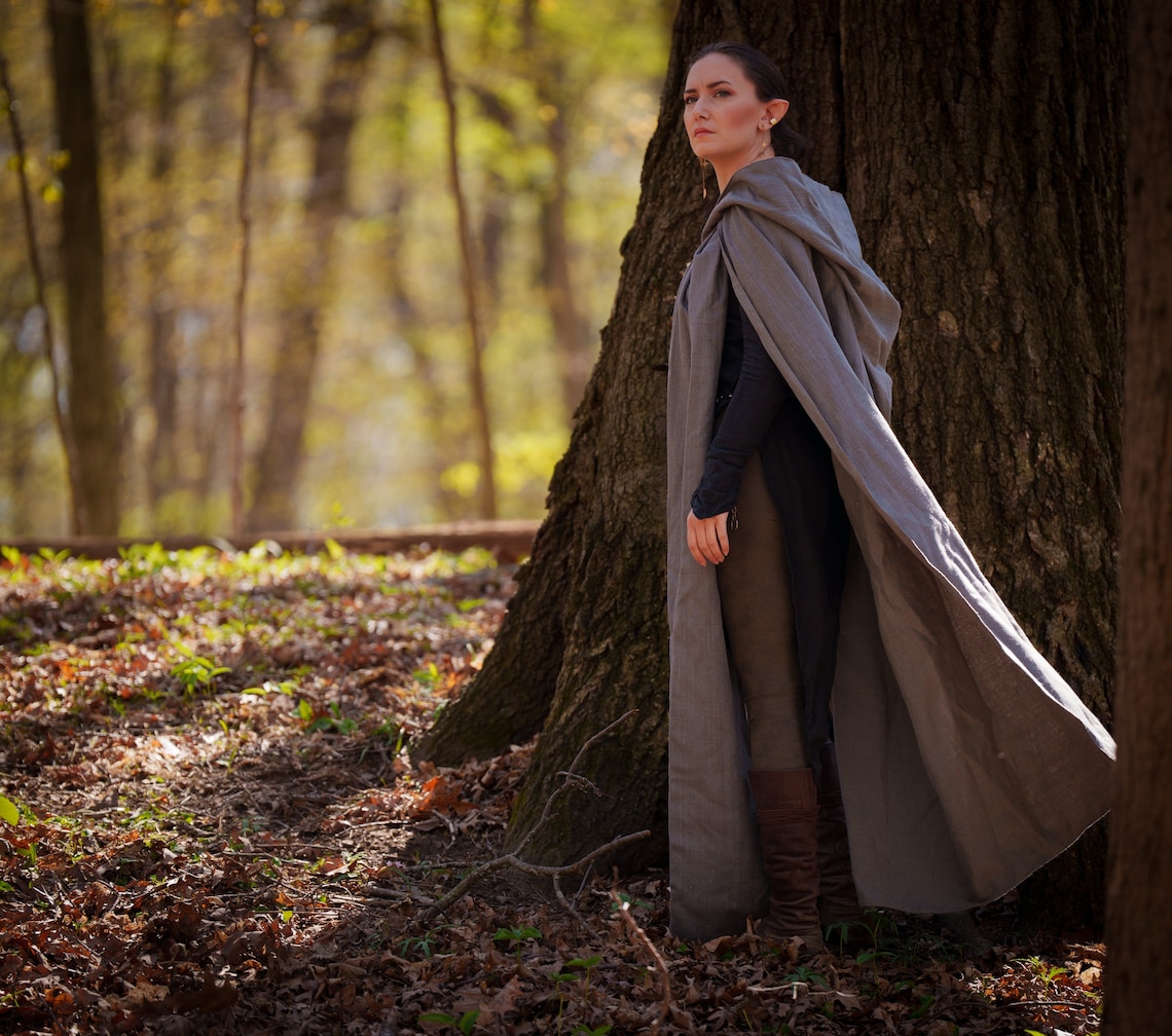 Sylvan Grey Silk Elven Cloak - Etsy