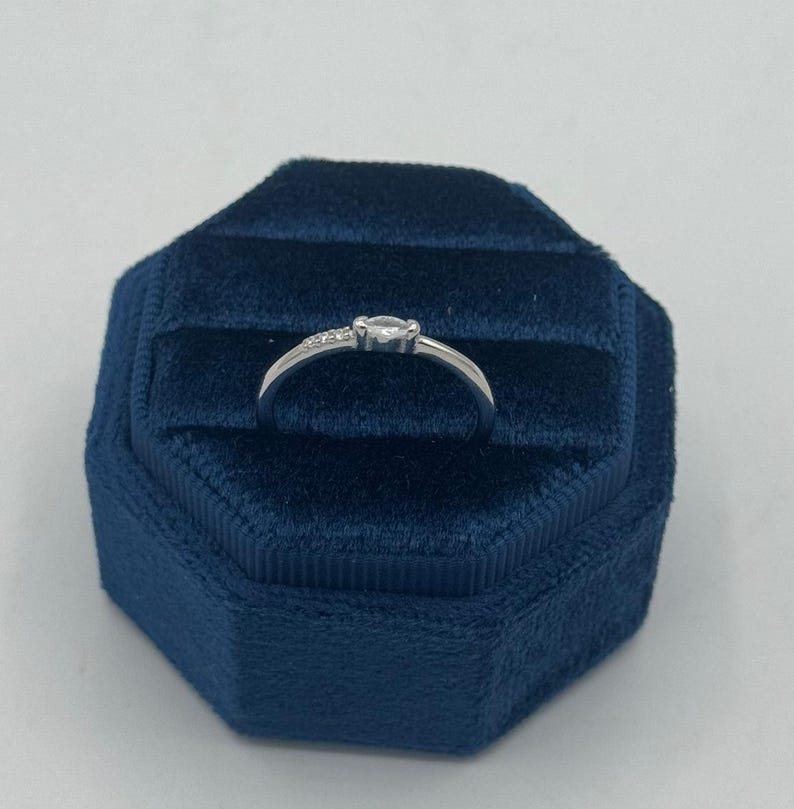 Marquise CZ Sterling Silver Wedding Band, Dainty Stackable Ring - Etsy