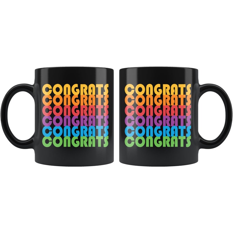 Retro CONGRATS Coffee Mug - Congratulations Gift, Congratulations Mug ...