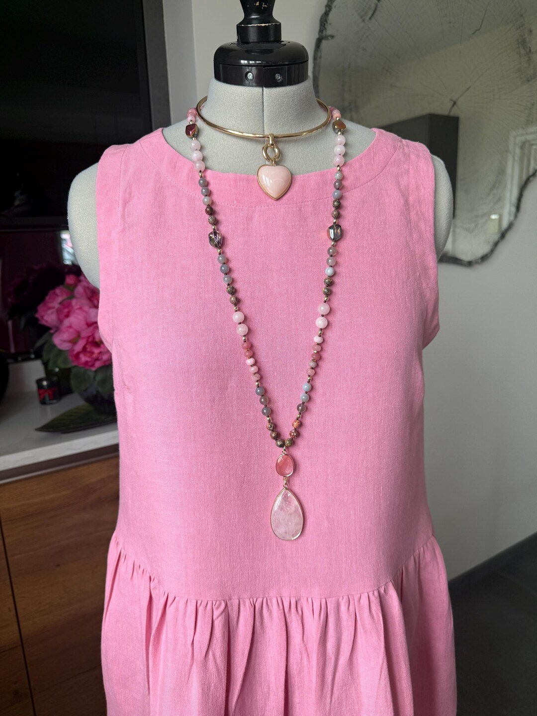 Pale Pink Italian Linen Pinafore Dress, Suit Size UK 14 - Etsy