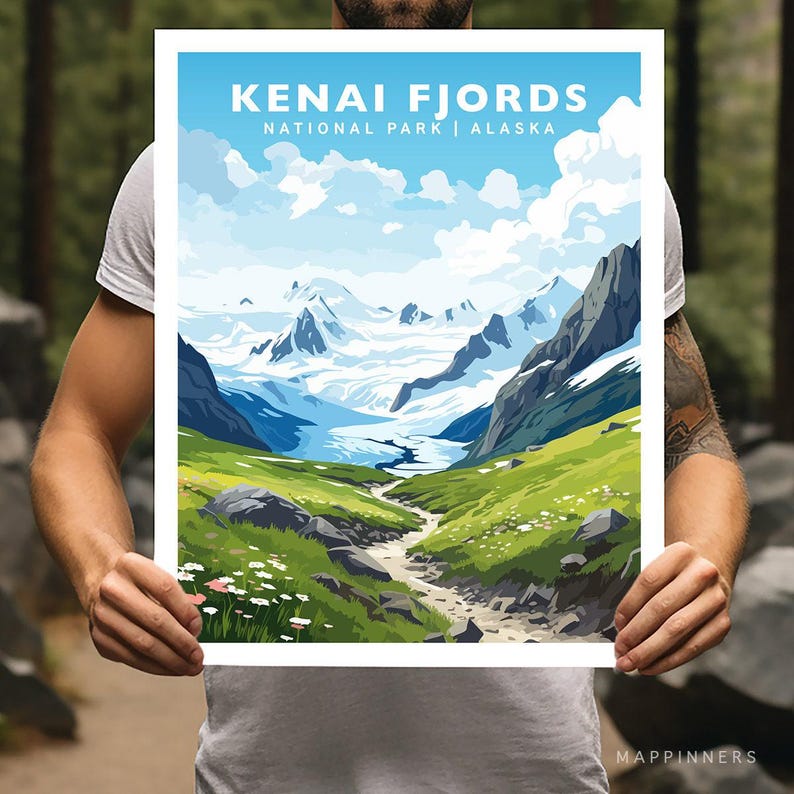 Kenai Fjords National Park Alaska Travel Print Gift Hiking Wall Art ...