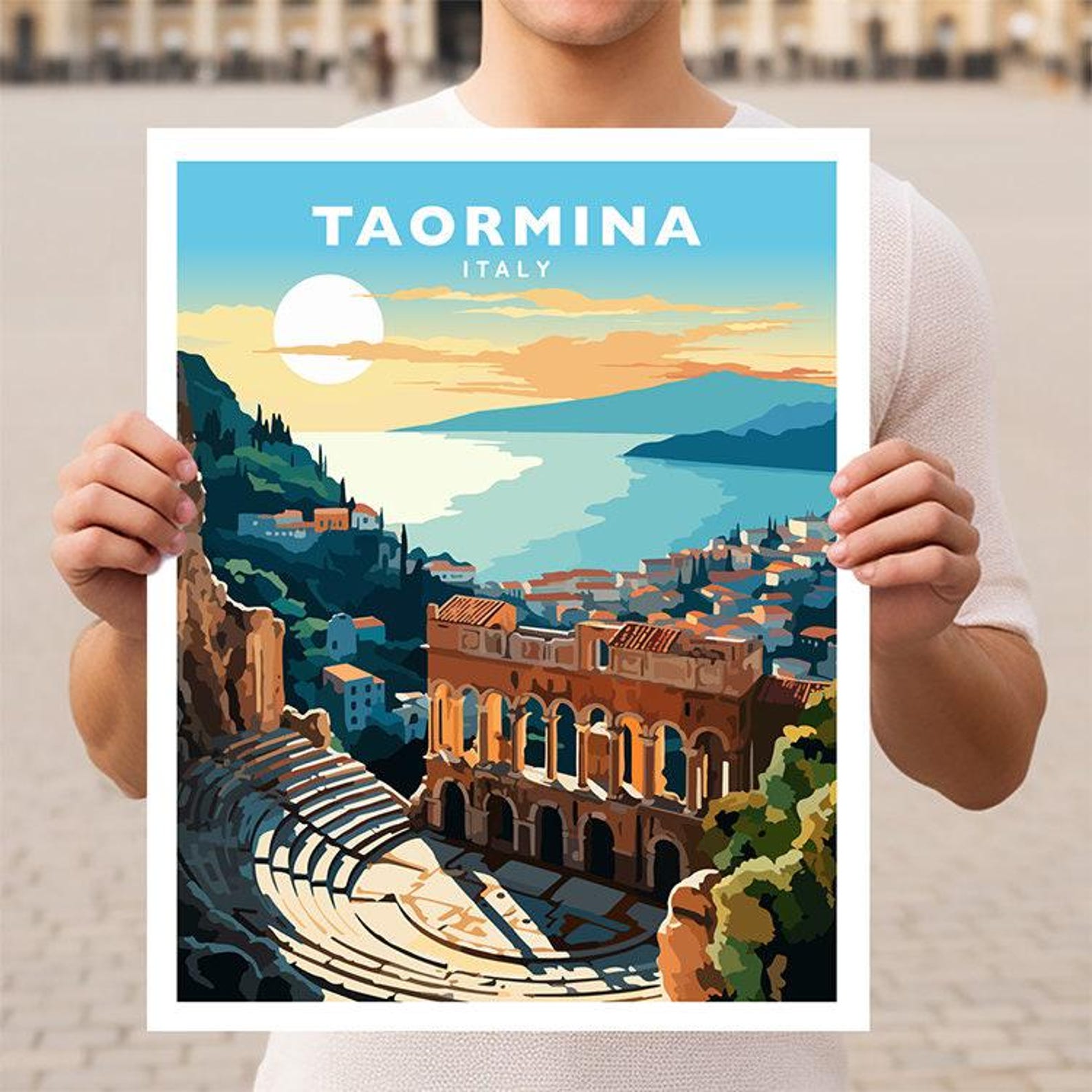 Taormina Italy Sicily Travel Wall Art Poster Print - Etsy